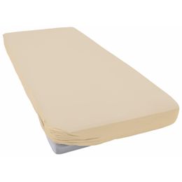 Spannbettlaken Estella, B:100cm L:200cm, beige, Jersey, Obermaterial: 97% Baumwolle, 3% Elasthan, Bettlaken, "Jersey Topper aus Baumwolle mit