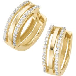Firetti Damen Paar Creolen "Schmuck Geschenk Gold 375 Ohrschmuck Ohrringe Klappcreolen", 13,5mm, Gelbgold 375, gold, Gelbgold 375, Ohrringe, mit