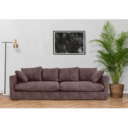 Big-Sofa Home Affaire, B:266cm H:80cm T:113cm, braun, 100% PES, Sofas, "Coray", extra weich und kuschelig, F&uuml;llung mit Federn und Daunen