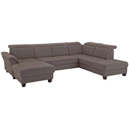 Wohnlandschaft Home Affaire, B:342cm H:104cm T:235cm, braun, Struktur (100% Polyester);Luxus-Microfaser Lederoptik (100% Polyester);Luxus-Microfaser