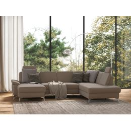 Sit & More Wohnlandschaft SIT & MORE, B:340cm H:89cm T:228cm, beige, Sofas, "Padua U-Form", inklusive Sitztiefenverstellung, Armteilfunktion und Federkern