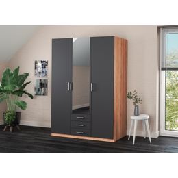 Kleiderschrank Priess, B:140cm H:193cm T:56cm, schwarz, Holzwerkstoff, Ankleidezimmer, Schr&auml;nke, "Amsterdam", mit oder ohne LED-Beleuchtung