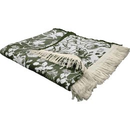 Wohndecke Adam, B:145cm L:190cm, braun, Baumwolle, Wohndecken, "Flower Cuv&eacute;e", im floralem Design, Kuscheldecke