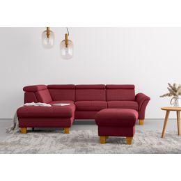 Ecksofa Home Affaire, B:249cm H:84cm T:217cm, rot, 100% Polyester, Sofas, "Lindgren L-Form", wahlweise mit TV-Funktion, Stauraum und