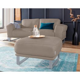 Hocker W.Schillig, B:71cm H:42cm T:71cm, braun, Garten, Hocker, "montanaa", mit Metallkufen in Silber matt, Breite 71 cm