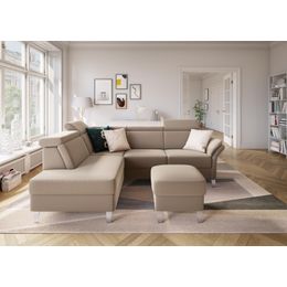 Sit & More Ecksofa SIT & MORE, B:245cm H:84cm T:193cm, braun, Wohnzimmer, Sofas, "Vincenzo L-Form", inklusive Kopfteilverstellung, wahlweise mit Bettfunktion,