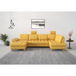 Sit & More Wohnlandschaft SIT & MORE, B:338cm H:88cm T:172cm, gelb, 100% Polyester, Sofas, "Westham U-Form", wahlweise mit Bettfunktion, Bettkasten,