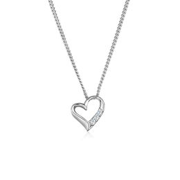 Elli DIAMONDS Damen Collierkettchen "Herz Liebe Diamant (0.06 ct.) 925 Silber", 45, 0,05 mit Diamanten, Silber 925 (Sterlingsilber), L: 45, silber,