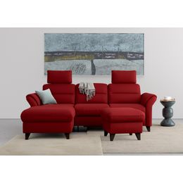 Sit & More Ecksofa SIT & MORE, B:250cm H:87cm T:163cm, rot, 100% Polyester, Wohnzimmer, Sofas, "Mellum L-Form", Federkern, wahlweise mit Bettfunktion,