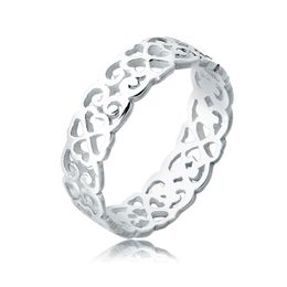 Elli Damen Fingerring "Herz Kleeblatt Ornament Cut Out 925 Silber", 54mm, ohne Stein, Silber 925 (Sterlingsilber), 5mm, silber, Silber 925