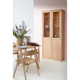 TV-Schrank, B:89cm H:201,1cm T:32,5cm, beige, HAMMEL FURNITURE, Furnier, Glas, Massivholz, Wohnzimmer, Schr&auml;nke, "Mistral Glasschrank, Standvitrine",