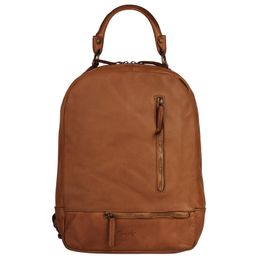 Samantha Look Cityrucksack, braun, Leder, Rindsleder, Retro, Rucksäcke, echt Leder, Made in Italy