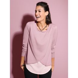 CR&Eacute;ATION L CREATION L Damen Rundhalspullover "Pullover", rosa, Gr. 36, unifarben, 60% Viskose, 40% Baumwolle, Pullover