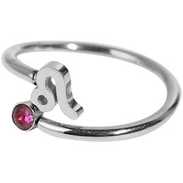Firetti Damen Fingerring "Schmuck Geschenk Damenring Sternzeichen", 5 g, Löwe, Edelstahl, 1,2mm, silber, Edelstahl, Fingerringe, Made in Germany -