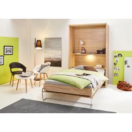 Schrankbett Priess, H:211cm, beige, Schrankbetten, "Ancona", mit Regal und LED-Beleuchtung