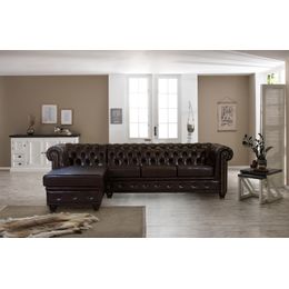 Chesterfield-Sofa Home Affaire, B:255cm H:72cm T:171cm, braun, Luxus-Microfaser Lederoptik (100% Polyester);Kunstleder, Sofas, "Rysum L-Form",
