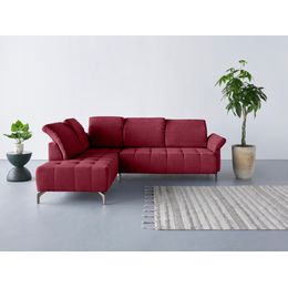 Ecksofa Inosign, B:260cm H:79cm T:220cm, rot, 100% Polyester, Wohnzimmer, Sofas, "Fresh L-Form", Federkern, wahlweise Kopfteilverstellung und