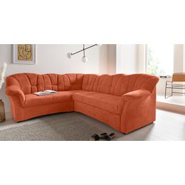 Ecksofa DOMO collection, B:242cm H:84cm T:190cm, orange, Struktur ( 90% Polyester, 10% Polyacryl);Microfaser PRIMABELLE (100% Polyester);Kunstleder