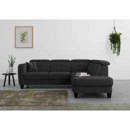 Sit & More Ecksofa SIT & MORE, B:249cm H:85cm T:195cm, schwarz, Wohnzimmer, Sofas, "Belluci L-Form", inklusive Federkern, wahlweise mit Bettfunktion und