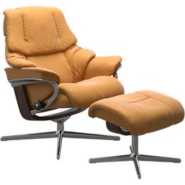 Fu&szlig;hocker stressless, B:55cm H:43cm T:41cm, gelb, Garten, Hocker, "Reno", mit Cross Base, Gr&ouml;&szlig;e S, M & L, Holzakzent Wenge