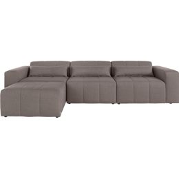 Ecksofa, B:322cm H:74cm T:155cm, braun, LeGer Home by Lena Gercke, 100% Polyester, Wohnzimmer, Sofas, "Maileen L-Form", Modulsofa, bestehend aus 4