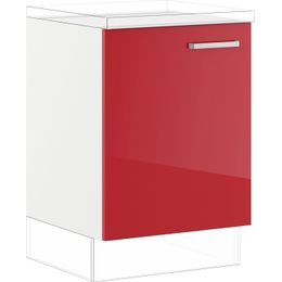Unterschrank IMPULS K&Uuml;CHEN, B:60cm H:72,3cm T:57,9cm, rot, Holzwerkstoff, K&uuml;che, Schr&auml;nke, ""Turin", Breite/H&ouml;he: 60/72,3 cm", vormontiert, mit