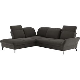Sit & More Ecksofa SIT & MORE, B:288cm H:88cm T:242cm, grau, 100% Polyester, Wohnzimmer, Sofas, "Leandro L-Form", Wahlweise mit Bett-, Kopfteil - und