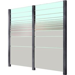STAKET PRO Zaun, Pfosten: 3 Stk., grau, Zaunelemente, Glaszaun, Gesamtl&auml;nge: 2,289 m, 3 Pfosten