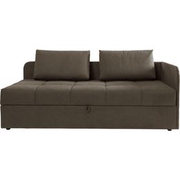 Schlafsofa Alina, B:205cm H:73cm T:95cm, braun, Chenille EQE (100% Polyester), Kinderzimmer, Sofas, "Marla", inkl. Stauraum & 2 Rückenkissen,