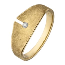 Jobo Damen Fingerring, 54, SI = kleine Einschlüsse, Diamanten Gelbgold 585, gelb, Diamanten, Gelbgold 585, Fingerringe, 585 Gold mit Diamant 0,04 ct.