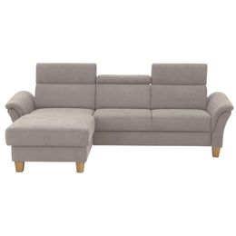 Ecksofa Home Affaire, B:256cm H:84cm T:167cm, grau, 100% Polyester, Wohnzimmer, Sofas, "Conville L-Form", Federkern, wahlweise mit Bettfunktion und