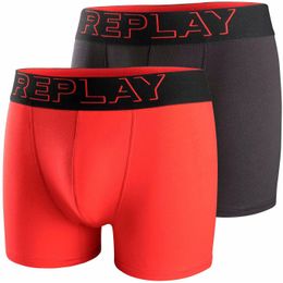 Replay Herren Boxershorts "BOXER Style 2 T/C Cuff 3D logo 2pcs Box", Gr. XL, schwarz, Jersey, Obermaterial: 95% Baumwolle, 5% Elasthan, unifarben,