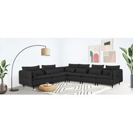 Ecksofa Andas, B:344cm H:88cm T:262cm, grau, 100% Polyester, Wohnzimmer, Sofas, "ALVIK L-Form", zusammengesetzt aus Modulen, erweiterbar mit Modulen
