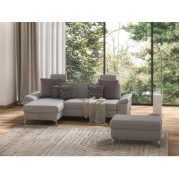 Sit & More Ecksofa SIT & MORE, B:277cm H:89cm T:170cm, silber, Wohnzimmer, Sofas, "Padua L-Form", inklusive Sitztiefenverstellung, Armteilfunktion und Federkern