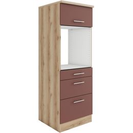 Backofenumbauschrank Optifit, B:60cm H:174,4cm T:60cm, rot, Spanplatte, Schr&auml;nke, "Bella", Breite 60 cm, mit 3 Schubk&auml;sten und 1 Klappe