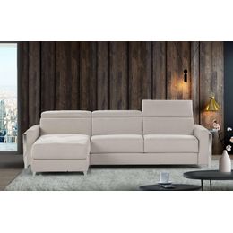 Polsterecke Calia italia, B:288cm H:83cm T:163cm, beige, 100% Polyester, Sofas, "ECLETTICO, Ecksofa, Stellmaße 288/163 cm, L-Form,Metall Kufen Füße",