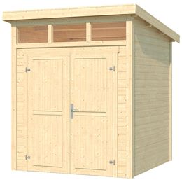 Gartenhaus Lasita Maja, beige, Holzwerkstoff, Gartenh&auml;user, "Kibo 1", Blochbohlenhaus 28mm, Fundamentmass 2000x2000, Naturbelassen