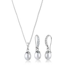 Elli Damen Schmuckset "Elegant Perle Kristalle 925 Silber", onesize, silber, Silber 925 (Sterlingsilber), Schmuck_Sets
