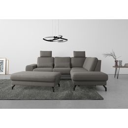 Sit & More Ecksofa SIT & MORE, B:260cm H:88cm T:226cm, grau, Wohnzimmer, Sofas, "Cinturo L-Form", inklusive Sitztiefenverstellung und Federkern, Sitzhöhe 45 cm