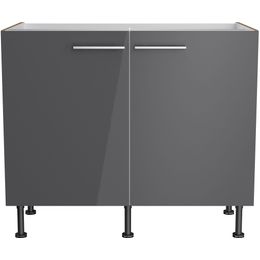 Sp&uuml;lenschrank Optifit, B:100cm H:87cm T:58,4cm, schwarz, Spanplatte, K&uuml;che, Schr&auml;nke, "Klara", Breite 100 cm
