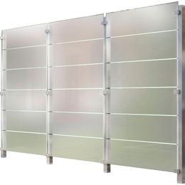 STAKET PRO Zaun, Pfosten: 4 Stk., silber, Zaunelemente, Glaszaun, Gesamtl&auml;nge: 3,225 m, 4 Pfosten