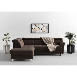 Sit & More Ecksofa SIT & MORE, B:252cm T:216cm, braun, 98% Polyester, 2% Polyamid, Wohnzimmer, Sofas, "Marano L-Form", inklusive Kopfteilverstellung, wahlweise