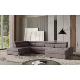 Sit & More Wohnlandschaft SIT & MORE, B:345cm H:79cm T:213cm, grau, 90% Polyester, 10% Polyamid, Sofas, "U-Form", mit verstellbaren Kopfteilen, wahlweise mit