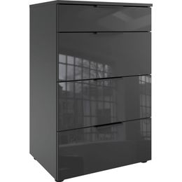 Schubkastenkommode wimex, B:54cm H:84cm T:41cm, grau, Spanplatte, Sideboards, "Level36 black C by fresh to go", mit Glaselementen auf der Front,
