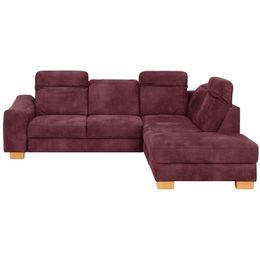 Ecksofa Home Affaire, B:263cm H:86cm T:219cm, rot, Luxus-Microfaser Florence (100% Polyester), Wohnzimmer, Sofas, "Dundee L-Form", wahlweise mit