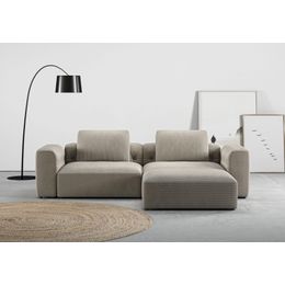 Ecksofa RAUM.ID, B:268cm H:62cm T:191cm, beige, 95% Polyester, 5% Nylon, Wohnzimmer, Sofas, "Cushid L-Form", Modulset, bestehend aus 3 Teilen