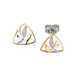 Jobo Damen Paar Ohrstecker, SI = kleine Einschl&uuml;sse, Diamanten Gelbgold 585 Wei&szlig;gold 585, gelb, Diamanten, Gelbgold 585, Wei&szlig;gold 585, Ohrringe, 585