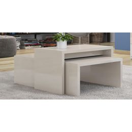 Couchtisch Places of Style, B:102cm H:38cm T:67cm, beige, Wohnzimmer, Tische, "Piano", UV lackiert, 2-er Set