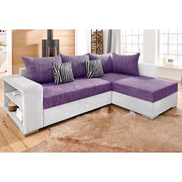 Ecksofa Collection AB, B:226cm H:80cm T:92cm, lila, Zierkissen: 100% Polyester;Microfaser PRIMABELLE (100% Polyester) / Struktur ( 20% Polyacryl, 80%