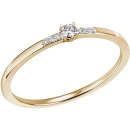 Firetti Damen Fingerring "Schmuck Geschenk Gold 585 Goldring Vorsteckring", 56, 0,06 SI = kleine Einschl&uuml;sse, Diamanten Gelbgold 585, 1,4mm, gold,
